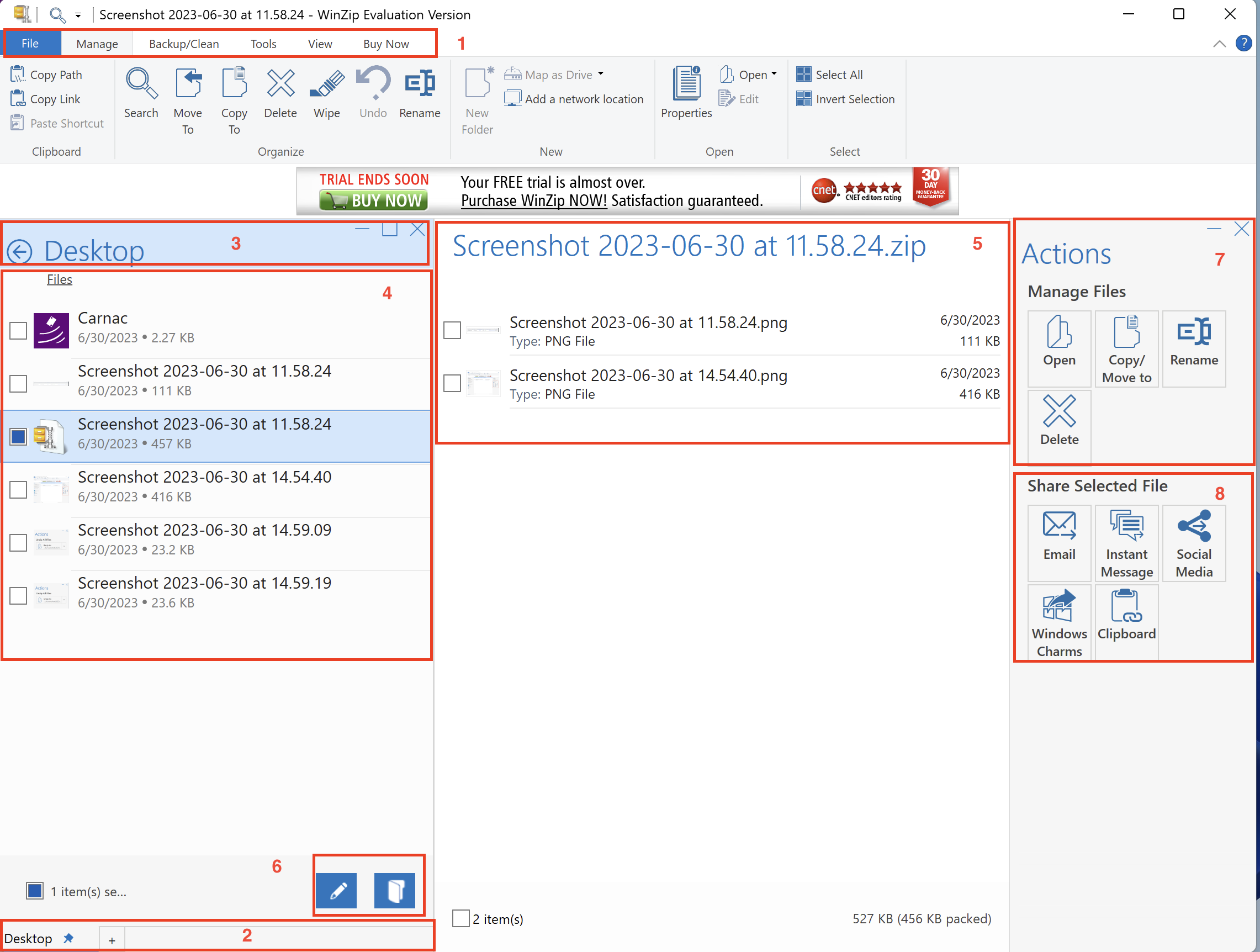 KB Corel: Explore WinZip interface